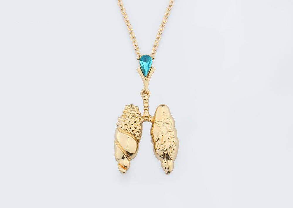 Lungs Necklace with Crystal Pendant for Medical Students