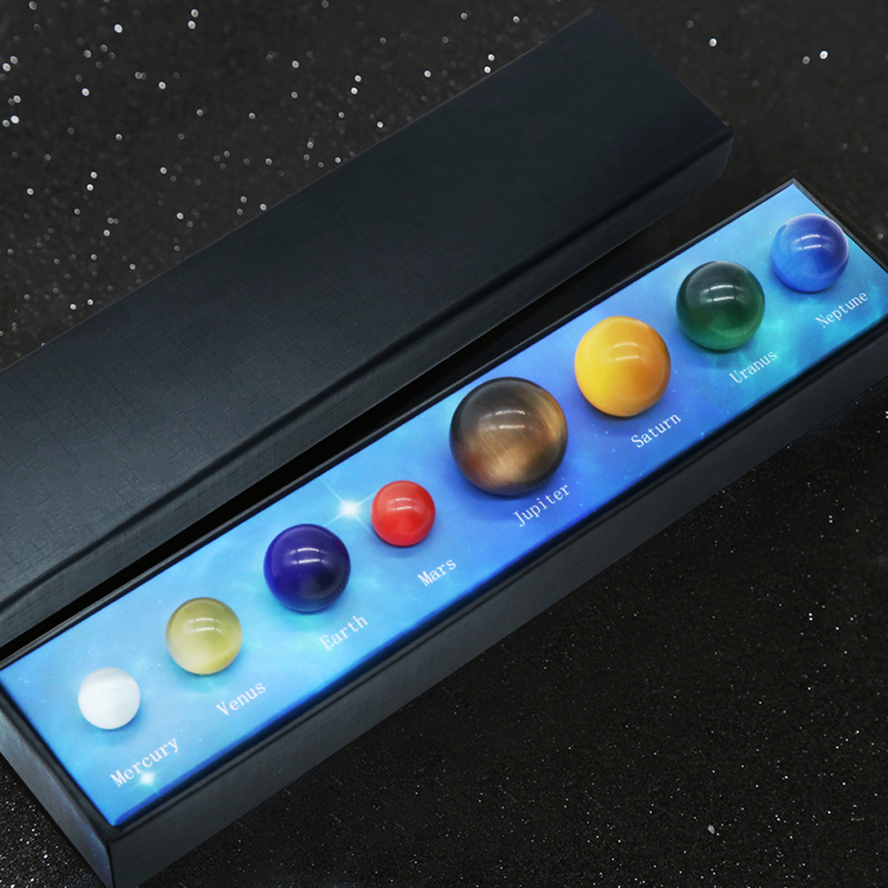Eight Planets of The Solar System Model - Scientific Set Chakra Crystal